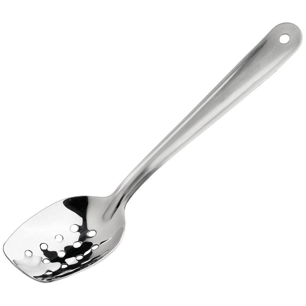 SPS-P10 - Slanted Plating Spoon - Perforated, 10" – Winco