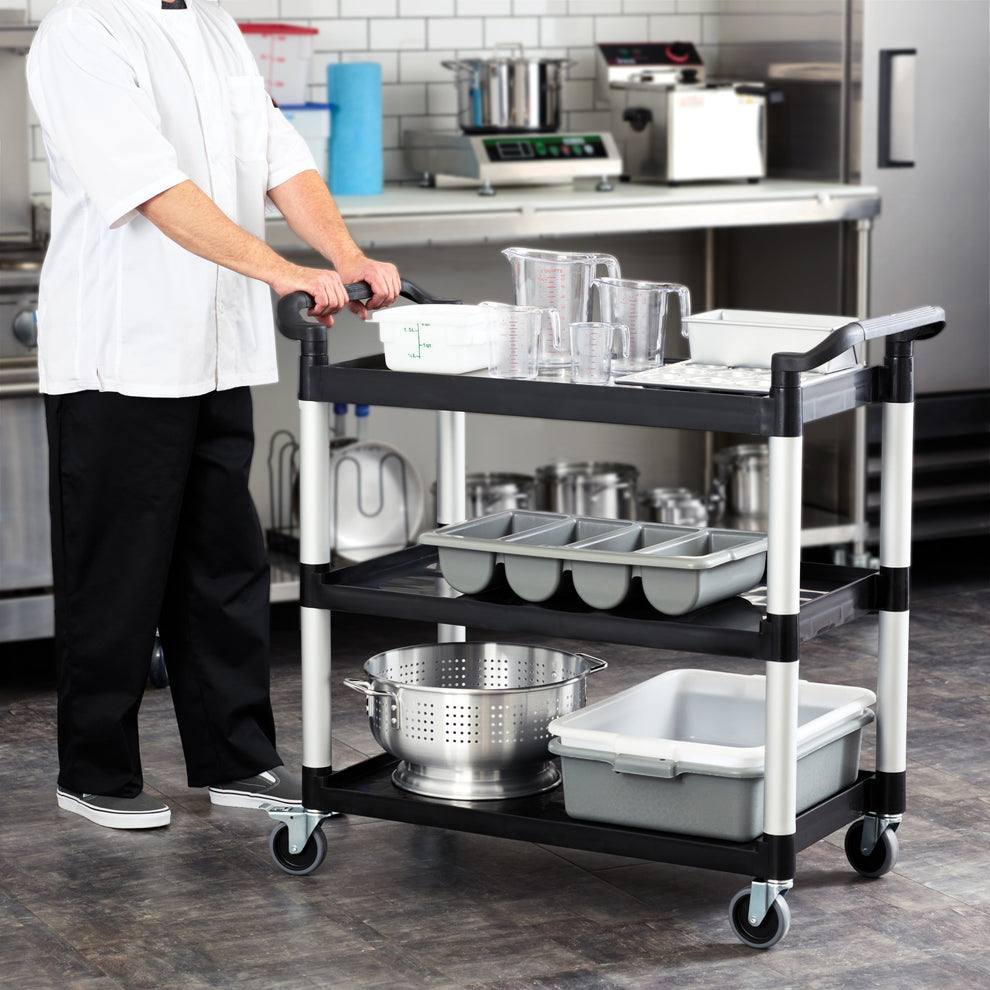 UC-3019K - 3-Tier Utility Carts with Brakes - Black, 40-3/4L x 19-1/2W ...