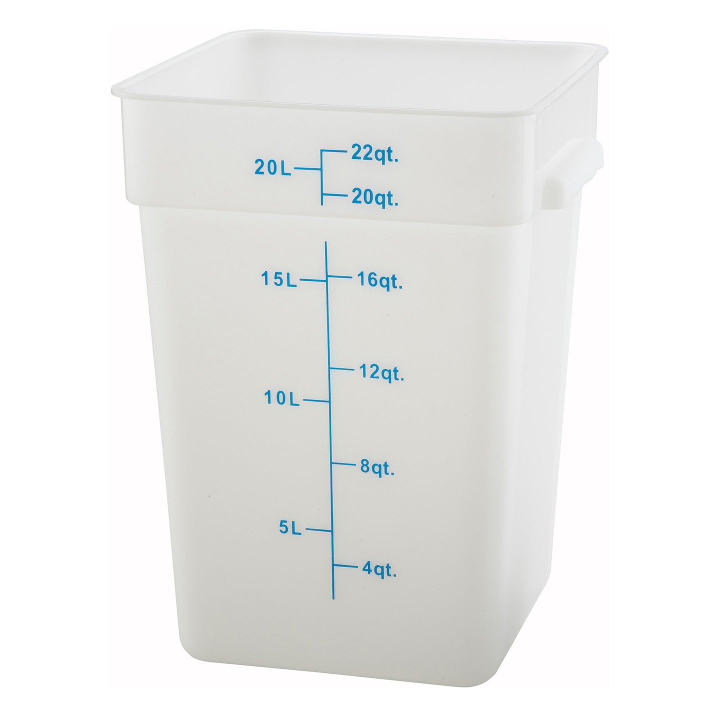 PESC-22 - Square Storage Container, White Polypropylene - 22 Quart – Winco