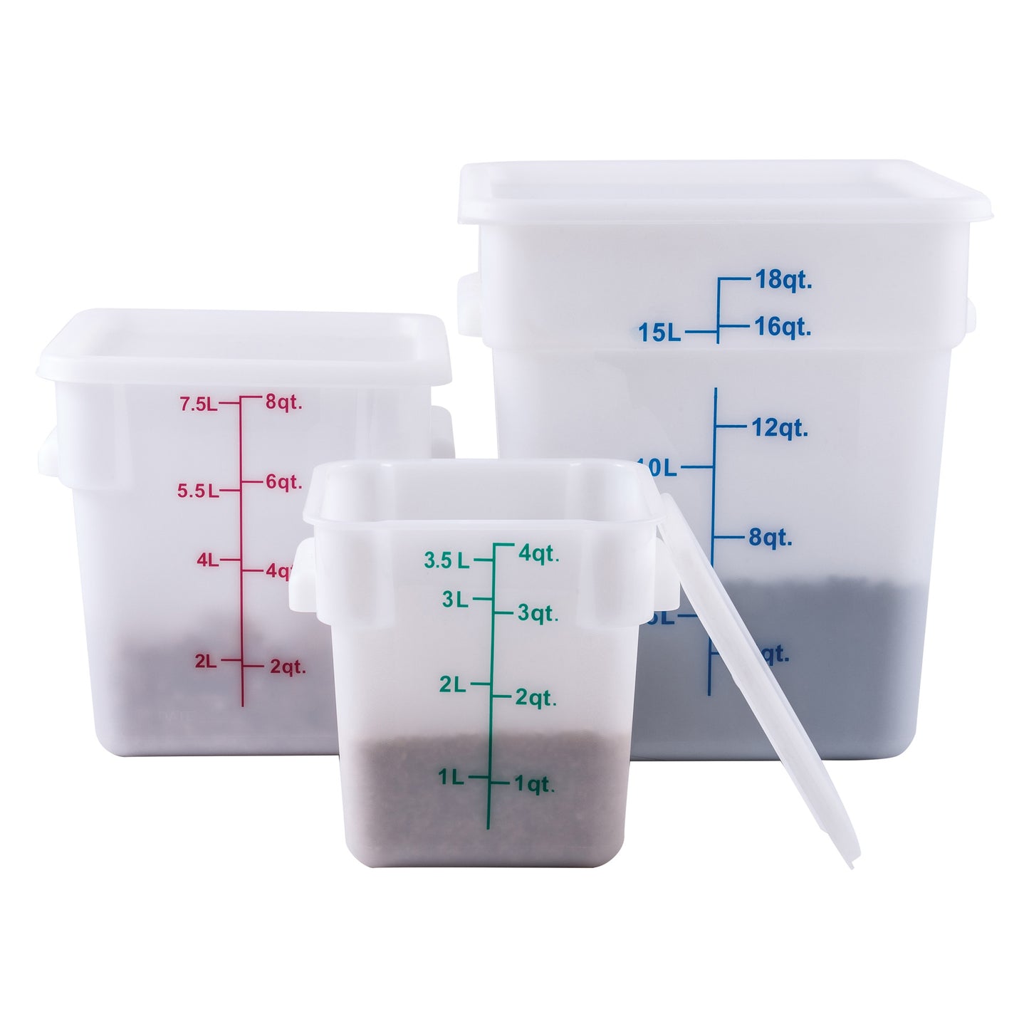 PESC-18 - Square Storage Container, White Polypropylene - 18 Quart – Winco