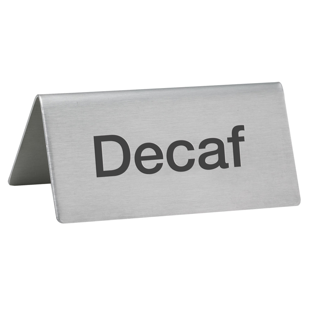 SGN-102 - Tent Sign, Stainless Steel - Decaf – Winco
